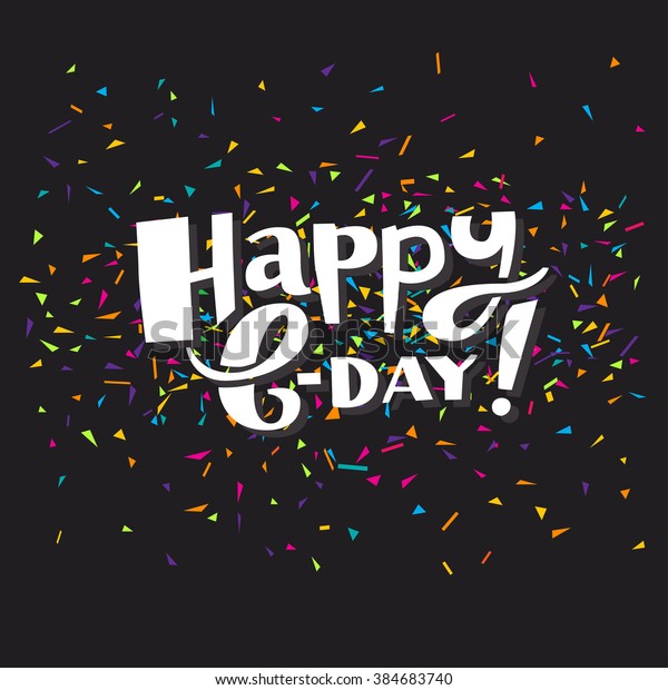 Happy Bday Vector Hand Drawn Happy Stock Vector (Royalty Free) 384683740