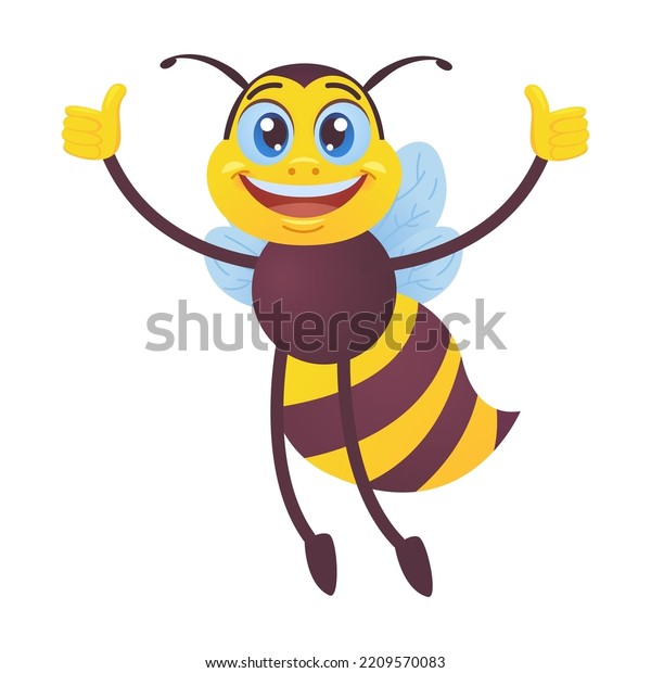 Happy Bee Mascot Character Bumblebee Flying Stock Vector (Royalty Free ...