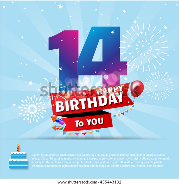 Happy Birthday 14 date , fun celebration greeting card with number ...