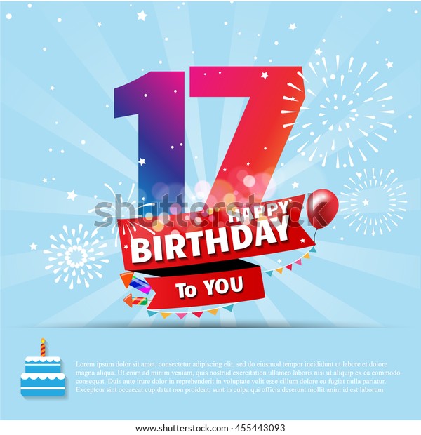 Happy Birthday 17 Date Fun Celebration Stock Vector (Royalty Free ...