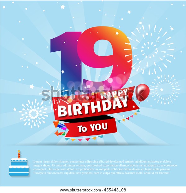Happy Birthday 19 Date Fun Celebration Stock Vector (Royalty Free ...