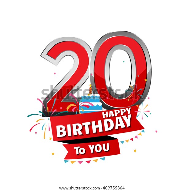 Happy Birthday 20 Date Fun Celebration Stock Vector (Royalty Free ...