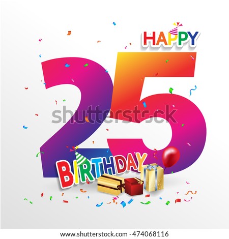 Happy Birthday 25 Date Fun Celebration Stock Vector (Royalty Free ...