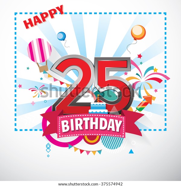 Stock vektor „Happy Birthday 25 Date Fun Celebration“ (bez autorských ...