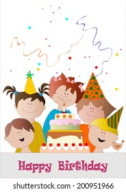 Happy Birthday Mom Family Cartoon Vector Stock Vector (Royalty Free ...