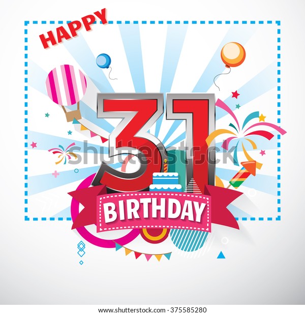 Happy Birthday 31 Date Fun Celebration: vector de stock (libre de ...