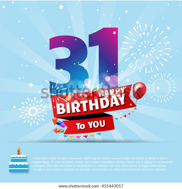 Happy Birthday 31 Date Fun Celebration Stock Vector (Royalty Free ...