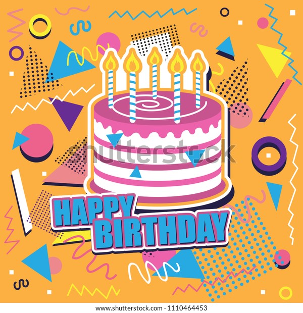 Happy Birthday Background Cake Abstract Design Stock Vector (Royalty ...