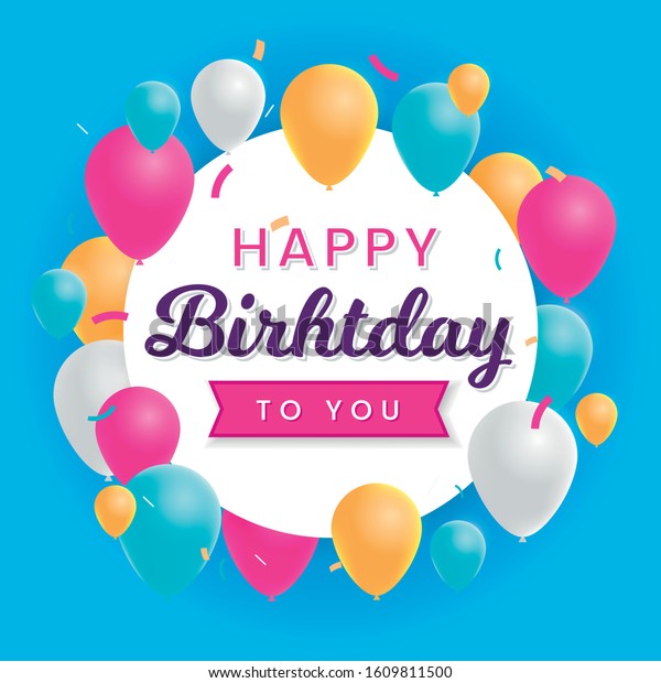 Happy Birthday Background Template Illustrations Balloons Stock Vector ...