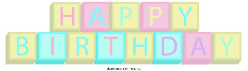 Happy Birthday Blocks: vector de stock (libre de regalías) 8987419 ...
