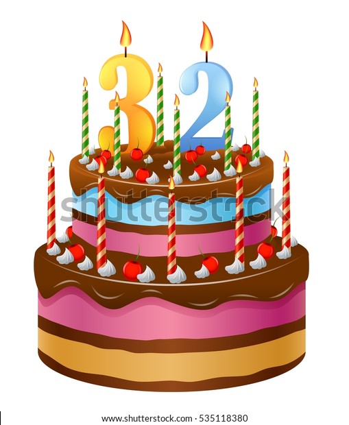 Happy Birthday Cake 32 Stock Vector (Royalty Free) 535118380