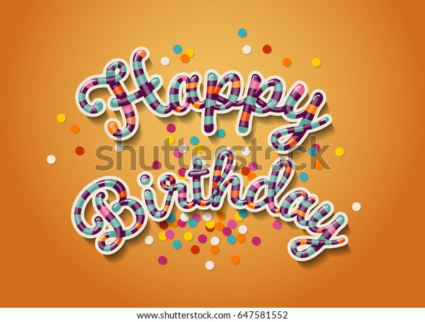 Happy Birthday Card 3d Text Shadow Stock Vector (Royalty Free ...