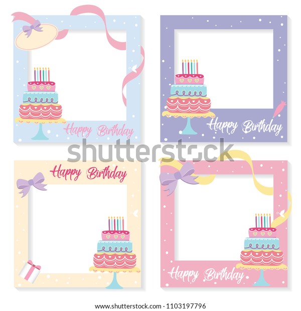 Happy Birthday Card Cute Border Frame Stock Vector (Royalty Free ...