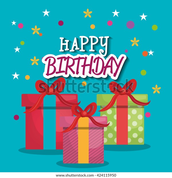 Happy Birthday Card Design Stock Vector (Royalty Free) 424115950 ...