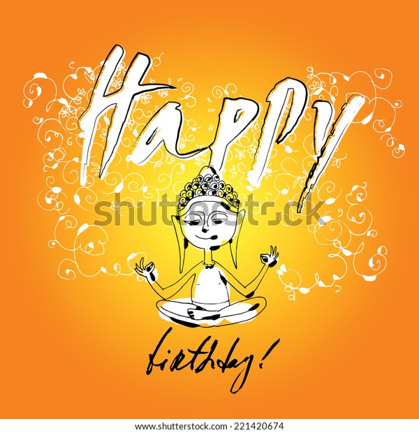 Happy Birthday Card Image Buddha Vector: เวกเตอร์สต็อก (ปลอดค่า ...