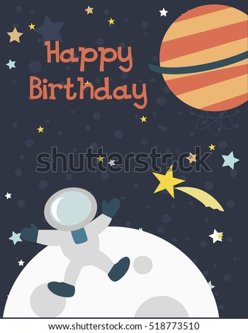 Happy Birthday Card Space Theme Invitation Stock Vector (Royalty Free ...