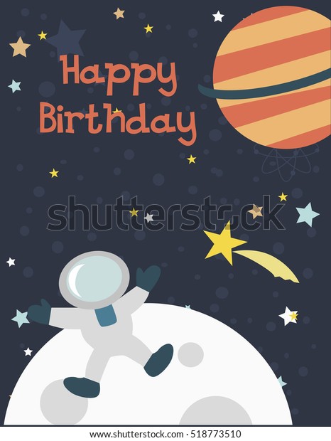 Happy Birthday Card Space Theme Invitation Stock Vector (Royalty Free ...