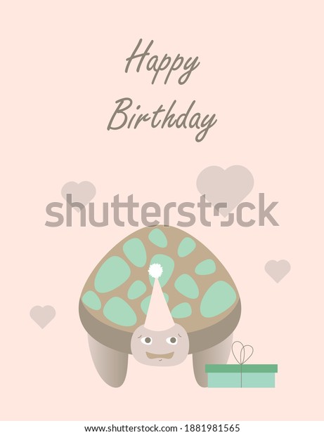 Happy Birthday Card Turtle Vector Template Stock Vector (Royalty Free ...