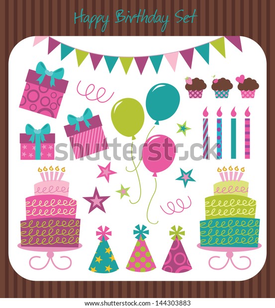 Happy Birthday Collection Vector Illustration Stock Vector (Royalty ...