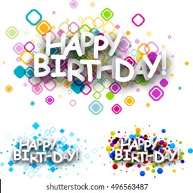 Happy Birthday Colour Backgrounds Set Vector Stock Vector (Royalty Free ...