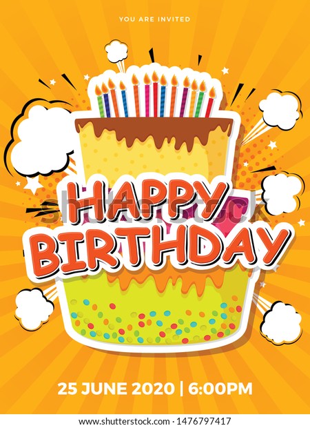 Happy Birthday Comic Style Greeting Card Stock Vector (Royalty Free ...