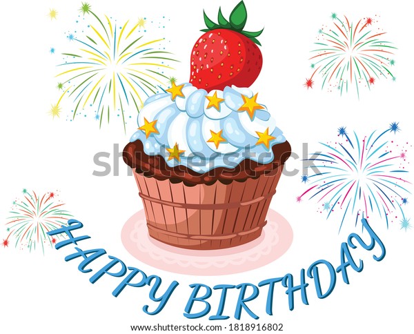 Happy Birthday Cupcake Vector Art Illustration Stock Vector (Royalty ...