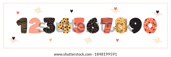 Happy Birthday Cute Numbers Vector Illustration Stock Vector (Royalty ...