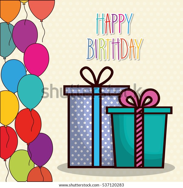 Happy Birthday Emblem Image Vector Illustration Stock Vector (Royalty ...