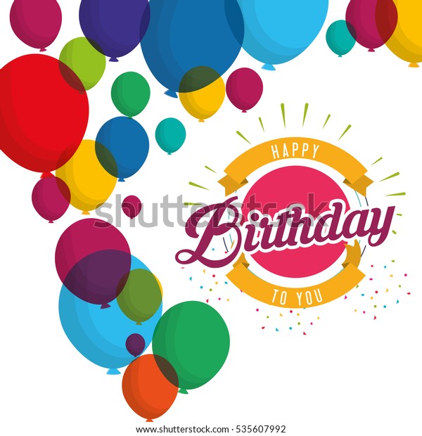 Happy Birthday Explosion Confetti Balloons Card Stock Vector (Royalty ...