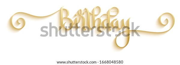 Happy Birthday Gold Metallic Vector Brush Stock Vector (Royalty Free ...