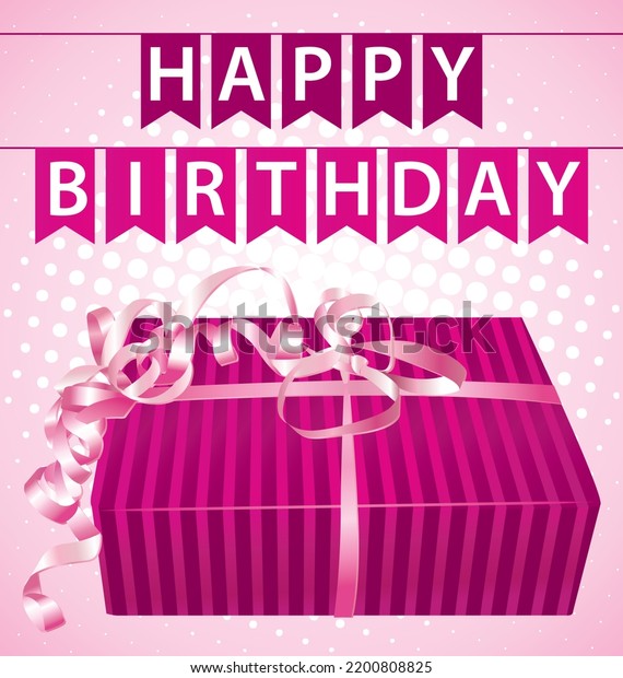 Happy Birthday Greeting Card Pink Girly Stock Vector (Royalty Free ...
