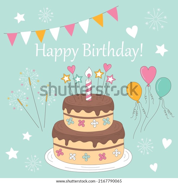 Happy Birthday Greeting Card Template Birthday 库存矢量图(免版税)2167790065 Shutterstock