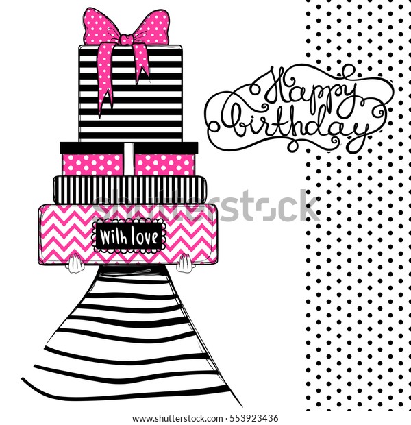 Happy Birthday Greeting Card Vector Illustration: Stock-Vektorgrafik ...