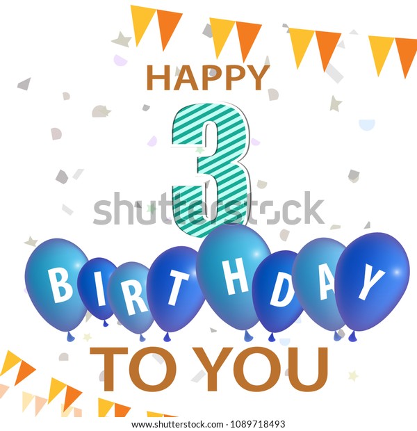 Happy Birthday Number 3 Vector Birthday Stock Vector (Royalty Free ...