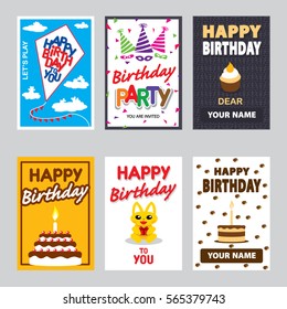 Happy Birthday Posters Set Stock Vector (Royalty Free) 565379743 ...