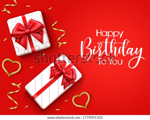 Happy Birthday Red Background Vector Greeting Stock Vector (Royalty ...