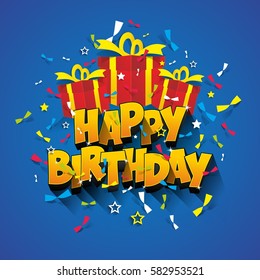 Happy Birthday Text Gift Boxes On Stock Vector (Royalty Free) 582953521 ...