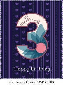 Happy Birthday Three Card Stock Vector (Royalty Free) 304193180 ...