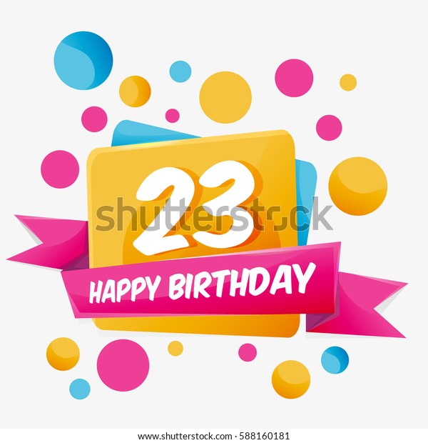 Vektor Stok Happy Birthday Vector Card 23 Year (Tanpa Royalti ...