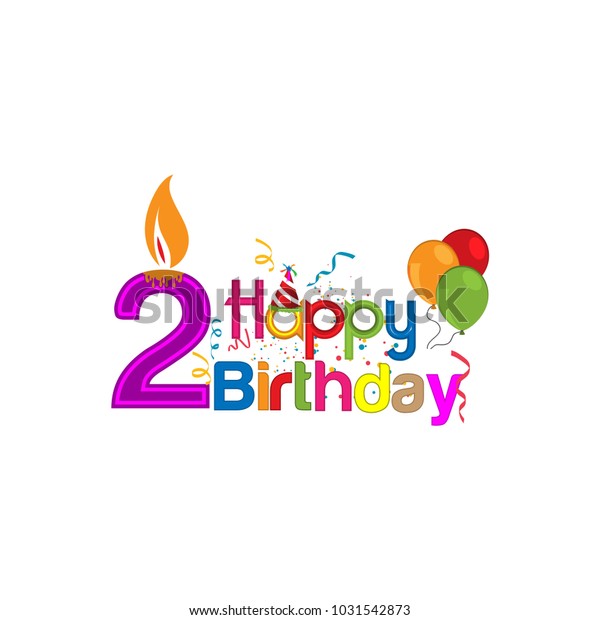 Happy Birthday Vector Design Number Two Stock Vector (Royalty Free ...