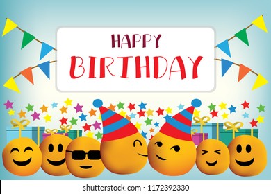 Happy Birthday Vector Design Smile Face: เวกเตอร์สต็อก (ปลอดค่า ...