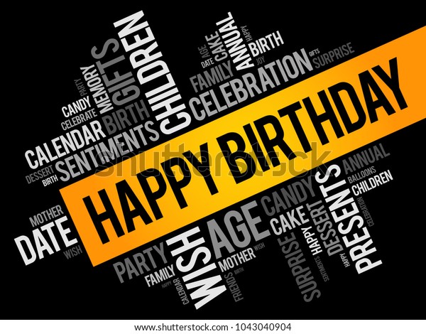 Happy Birthday Word Cloud Collage Holiday Stock Vector (Royalty Free ...