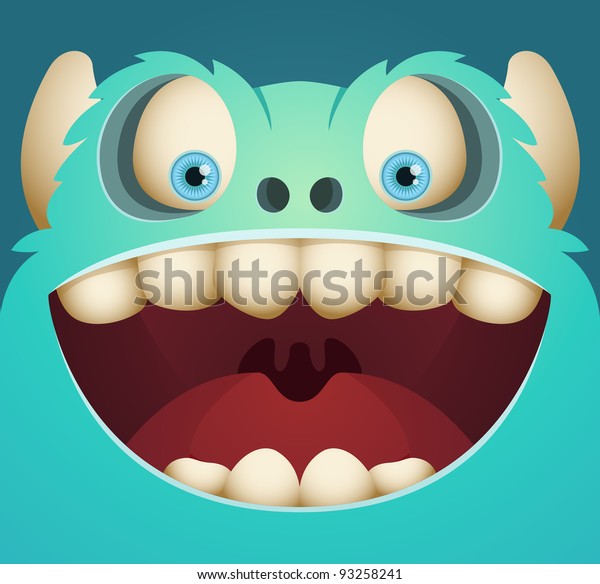 Feliz Monstruo Azul: vector de stock (libre de regalías) 93258241 ...