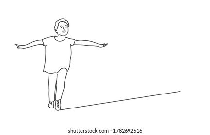 Happy Boy Running Line Drawing Vector Stock Vector (Royalty Free ...