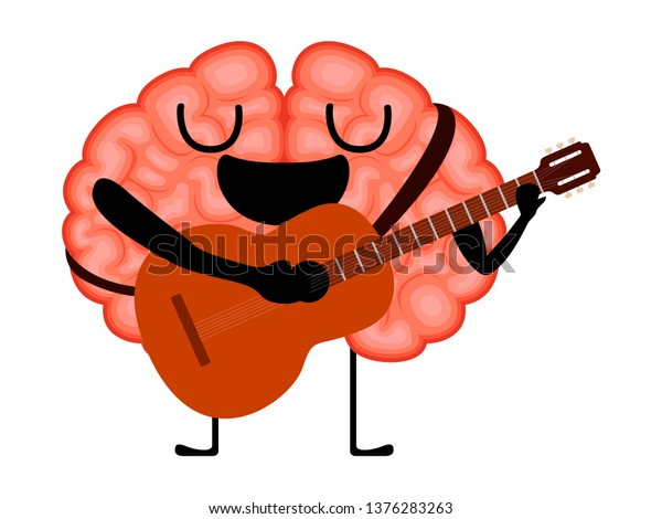 Happy Brain Cartoon Guitar Vector Illustration Stock Vector (Royalty ...