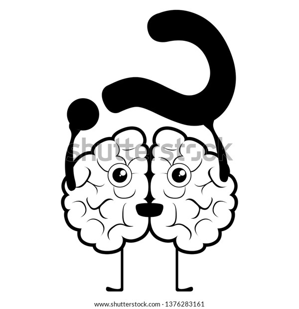 Happy Brain Cartoon Holding Question Mark Stock Vector (Royalty Free ...