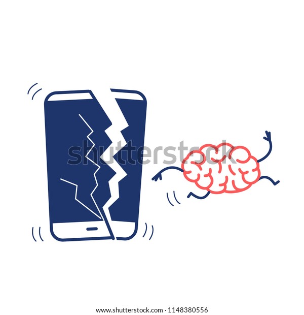 Happy Brain Without Technology Vector Concept Stock Vector (Royalty ...