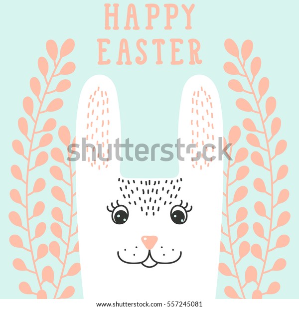 Happy Bunny Face Rabbit Head Floral Stock Vector (Royalty Free ...