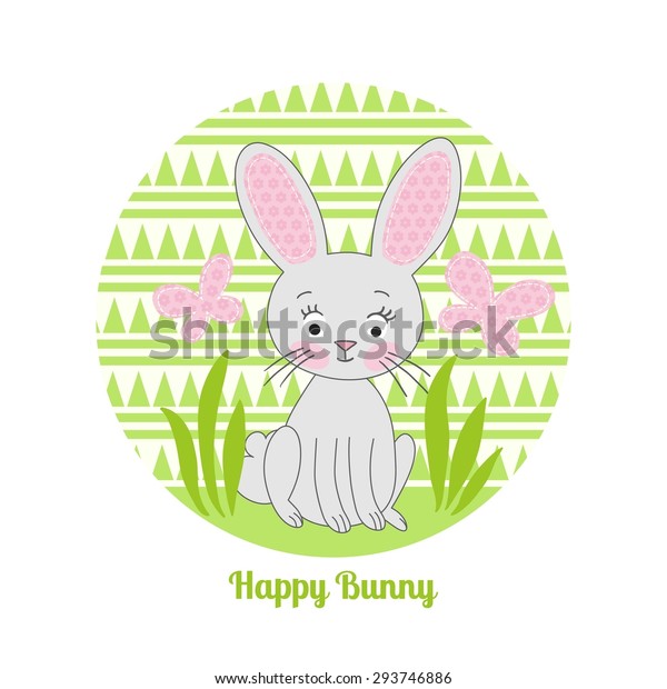 Happy Bunny Girl Circle Vector Illustration: เวกเตอร์สต็อก (ปลอดค่า ...