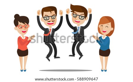 Happy Business Team Cartoon Vector Vector de stock (libre de regalías ...